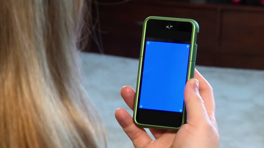 Holding Touchscreen Device Close Up Of Female Hands Using A Smart Phone Chroma Key Green