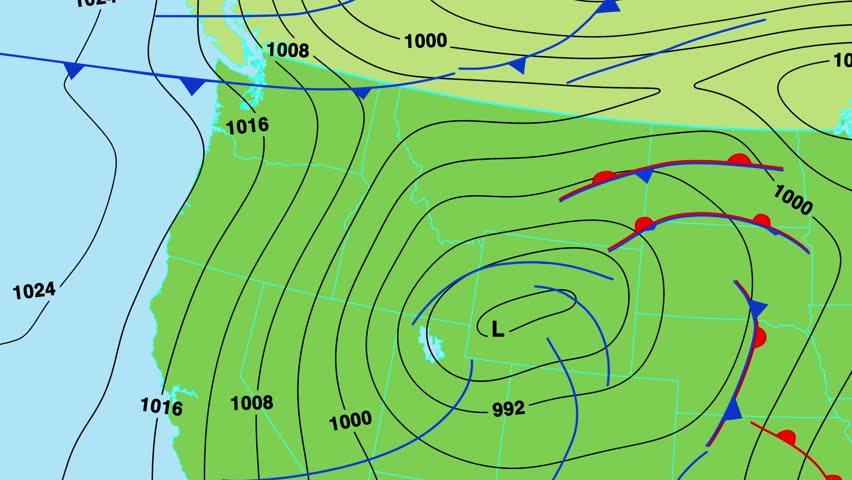 Animated Weather Forecast Map With Isobars Cold And Warm Fronts High