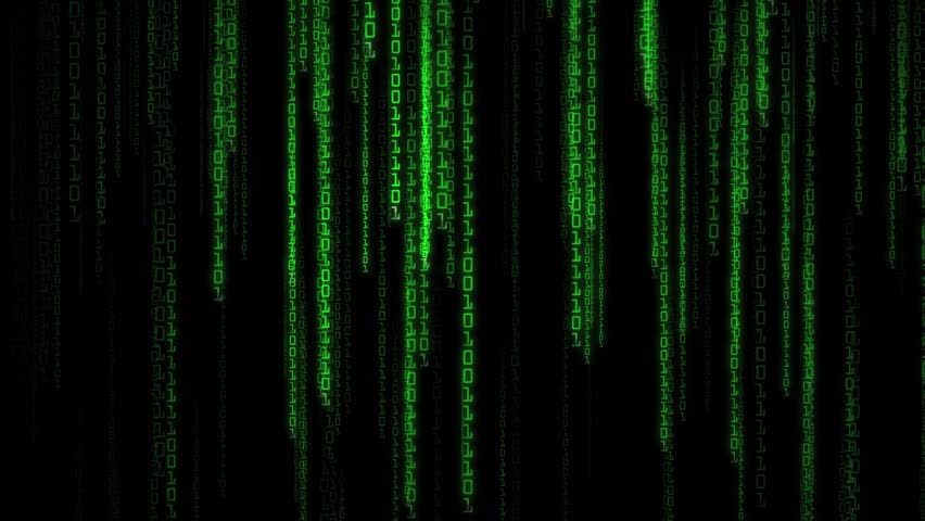 Matrix Binary Rain High Definition Animated Loop Of Green Binary Streams Falling Over A Dark