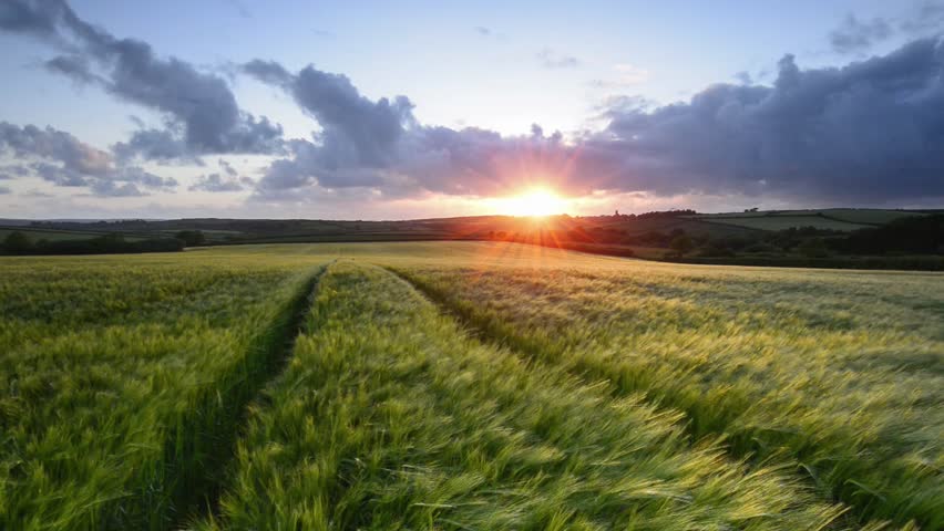 Sun Rising Over The Fields In Spring Stock Footage Video 3912161 ...