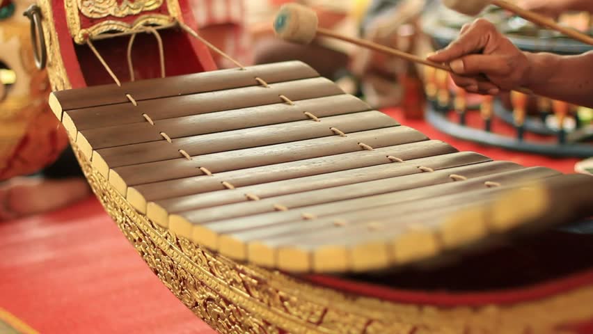 Traditional Wooden Thai Musical Instrument, Ranat-Ek, Stock Footage ...