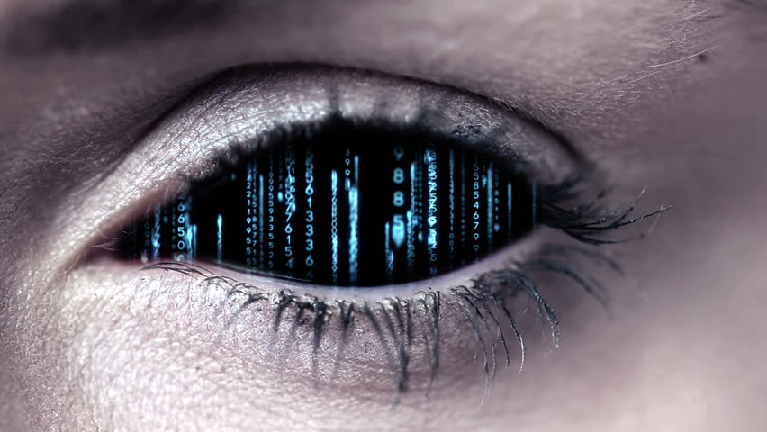 Digital Animation Of Technology Code Design In Human Eye Stock Footage ...