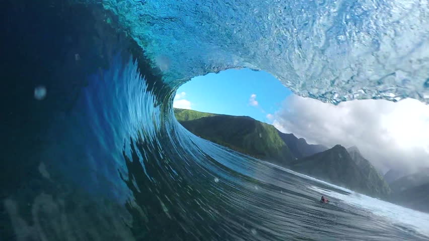 FPV SLOW MOTION: Extreme Pro Surfer Surfing Big Tube Barrel Wave ...