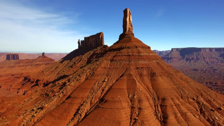 Aerial Video Of Castleton Tower In Castle Valley, Utah. Afternoon Light ...