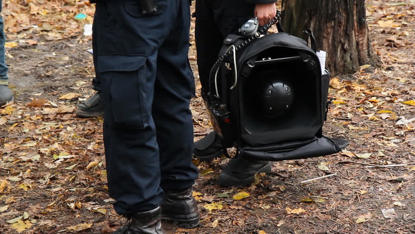 Sound Cannon. Toronto Police With LRAD (long Range Acoustic Device), Or ...