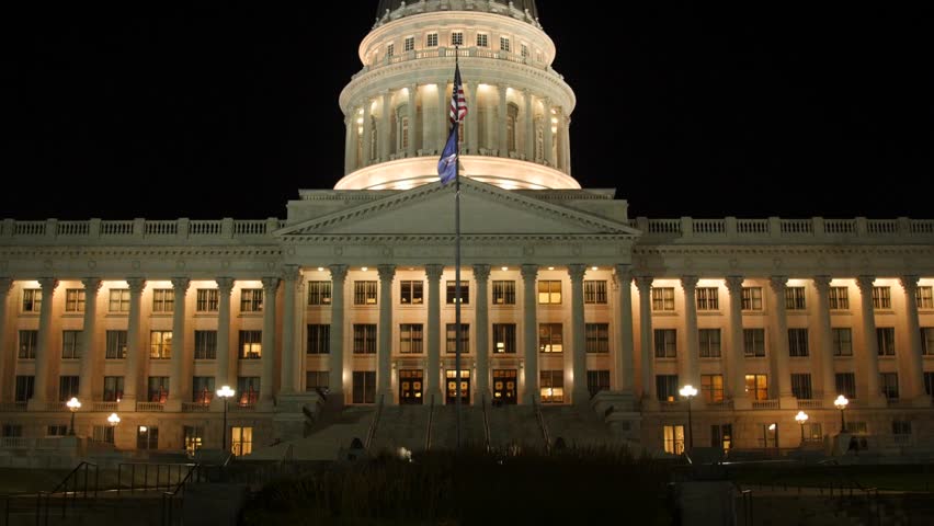 The Utah State Capitol Building At Night With All The Beautiful Lights ...