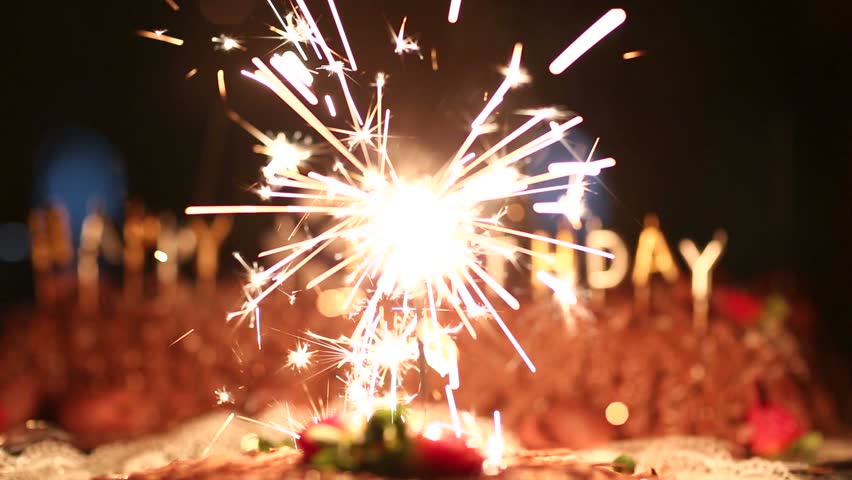 Cake Fireworks Flame And Sparks On Black Background Stock Footage Video ...