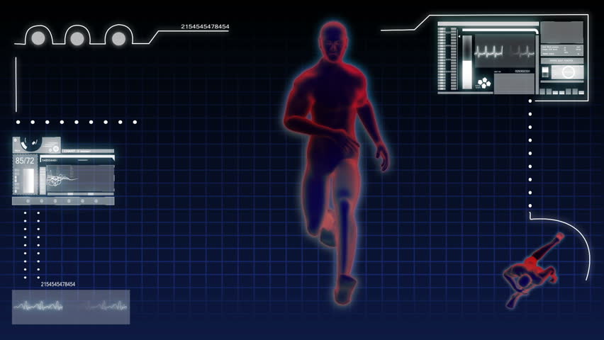 Futuristic Interface Display Of Full Body Scan With Human Anatomy Of ...