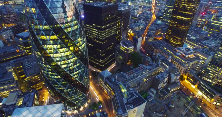 4K Aerial Shot Of Central London With A View Of The City Financial ...