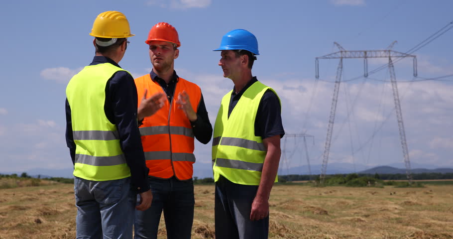 Two Engineers Cooperation Wind Turbines Mills Farm Men Collaboration ...