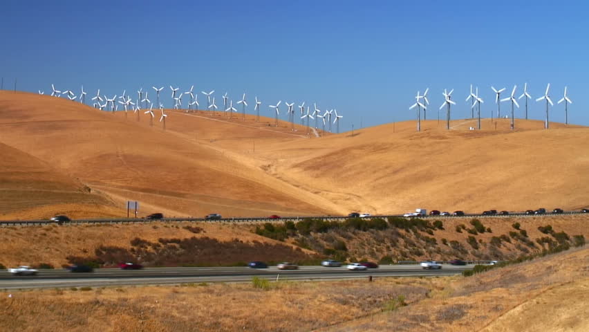 Wind Turbines On A Hill At Altamont Pass Wind Farm Stock Footage Video ...