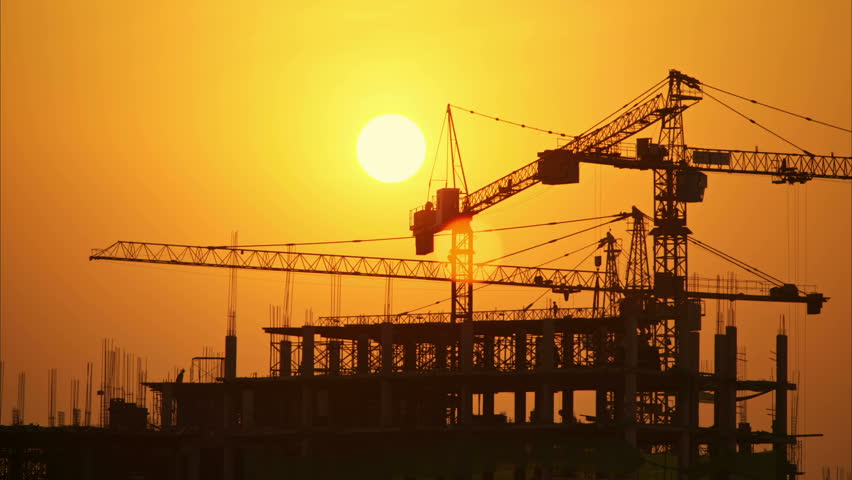 Construction Site At Sunset, Time Lapse Stock Footage Video 6038084 ...