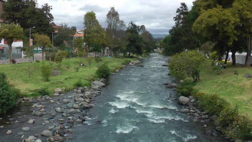 CUENCA, ECUADOR - APR. 2014: Cuenca River (Rio Tomebamba) Flows From ...