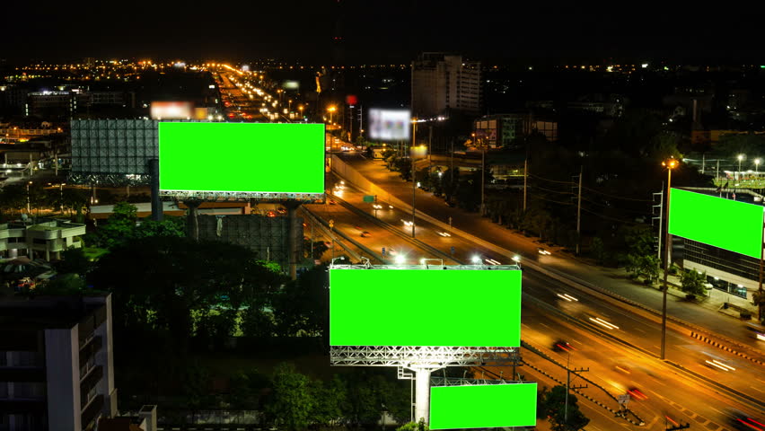 Timelapse Super Highway With Green Screen Billboard Stock Footage Video ...