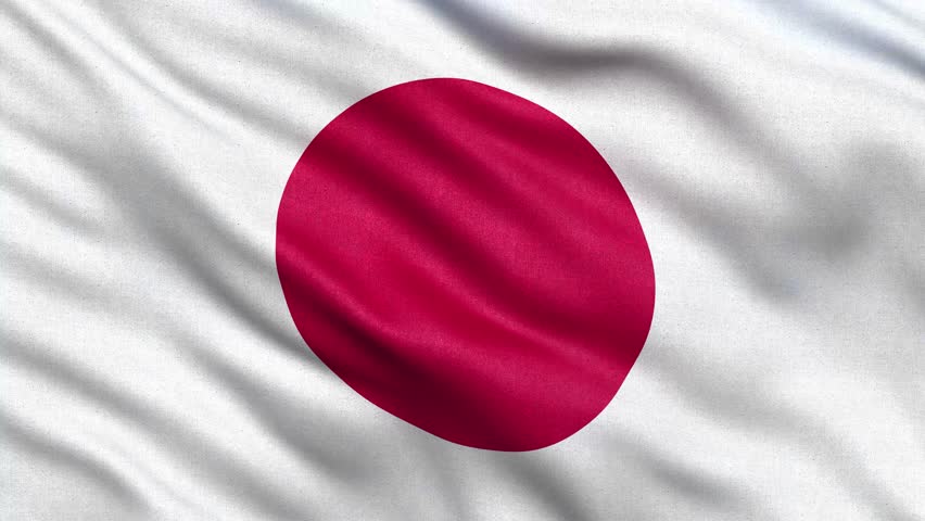 Seamless Looping 3D Rendering Closeup Of The Flag Of Japan. Flag Has A ...