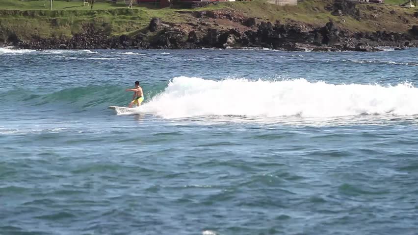 EASTER ISLAND, CHILE - SURFING - A Subjective Camera Shot Of A ...