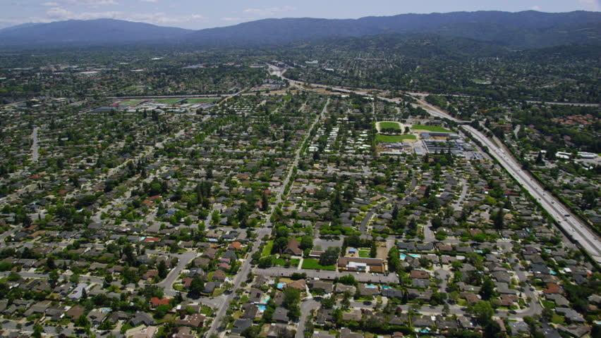 Aerial View Of Silicon Valley Area In California Stock Footage Video ...