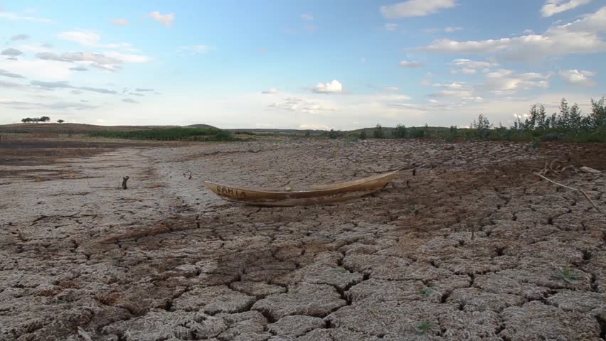 Dam without water and cracked soil in the dry northeastern Brazil - HD ...