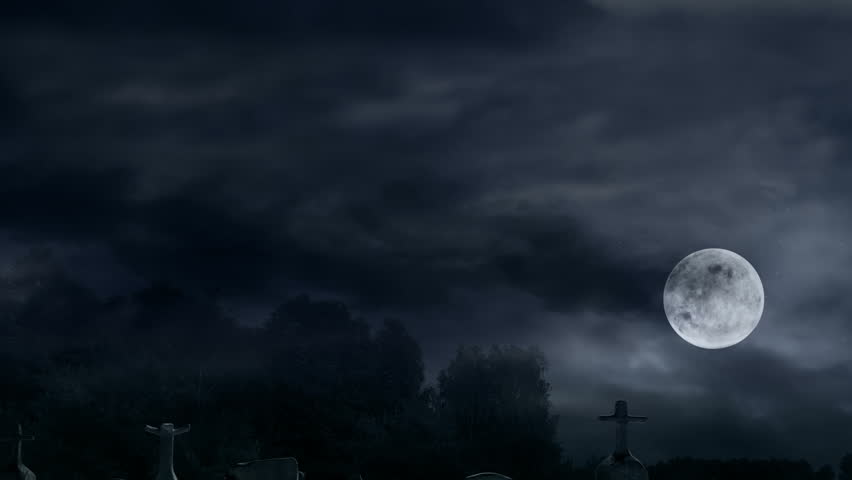 Scary Old Cemetery At Midnight. Scary And Mysterious Place - Especially ...