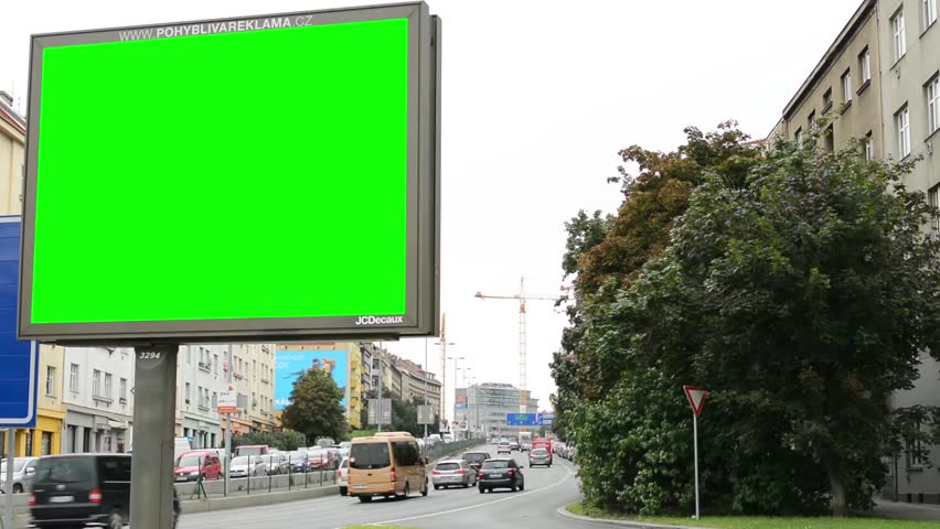 Billboard&television On A Building - Green Screen - Street With People ...