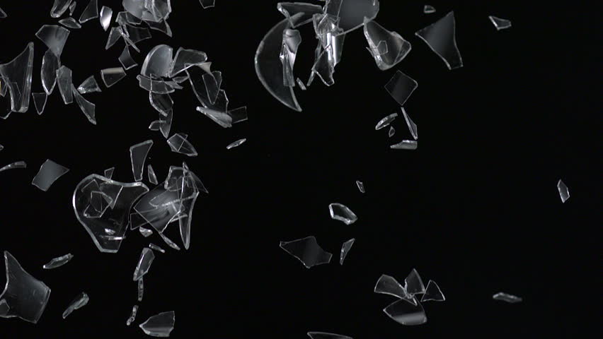 Slow Motion Animation Of Broken Glass Isolated On Black Background With ...