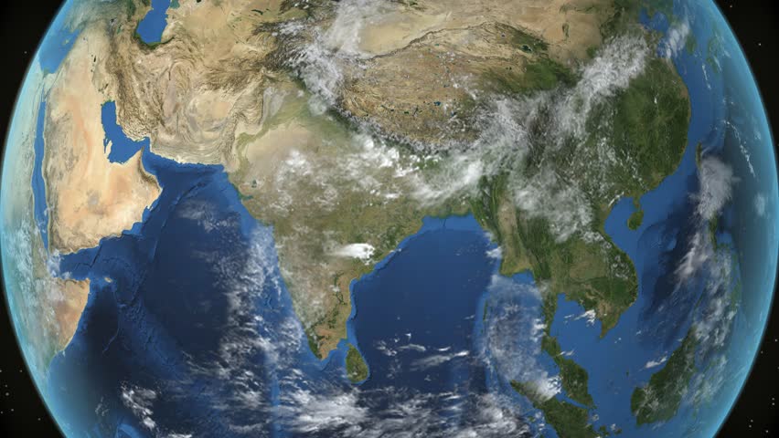 This HD Realistic Earth Revolves Slowly Showing India And The Moon In ...