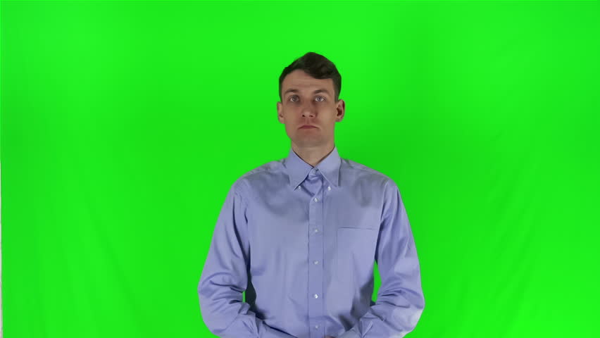 Man In Front Of A Green Screen Making Hand Gestures In A Virtual ...