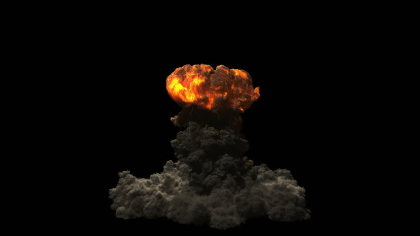 4K Atomic Huge Explosion Isolated On Black (Hd, Ultra 3840 X 2160 ...