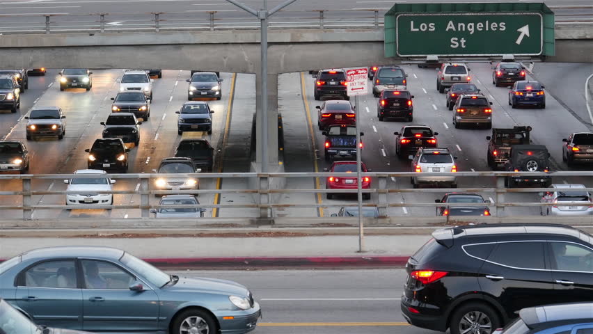 Rush Hour Traffic Jam Freeway Downtown Los Angeles LA Motorway Highway ...