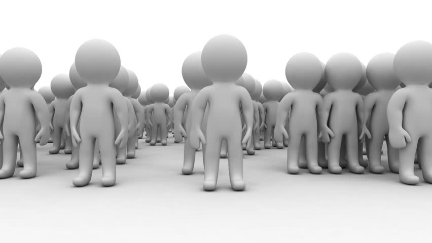 Beautiful Dynamic 3d White Cartoon Crowd Running From The Camera Stock ...