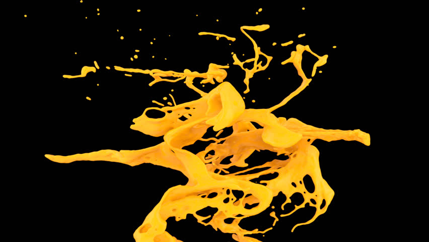 Yellow Paint Splash In Slow Motion, Isolated On Black (FULL HD) Stock ...