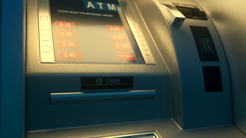 02020 Atm Machine With Screen Displaying Withdrawal Amount Stock ...