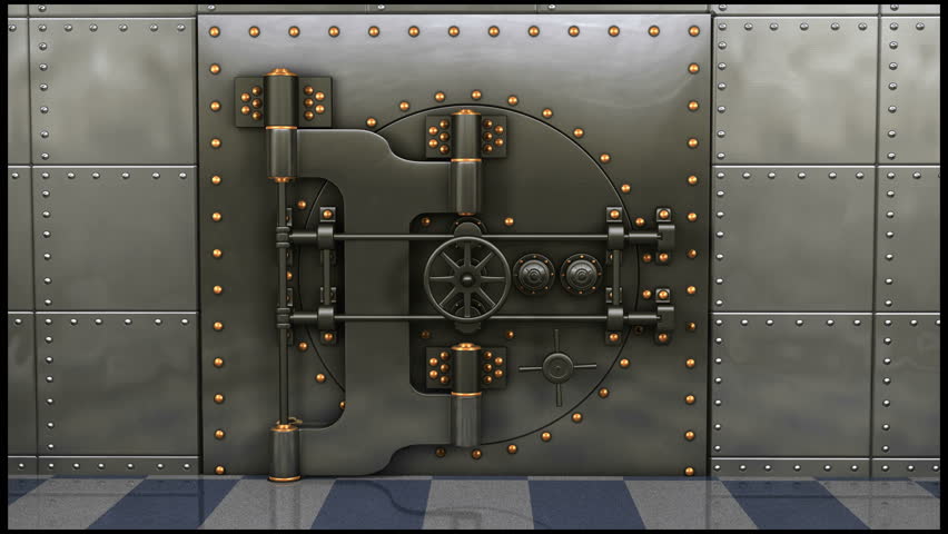 3d Animation Of Opening A Huge Empty Bank Vault With Camera Going ...