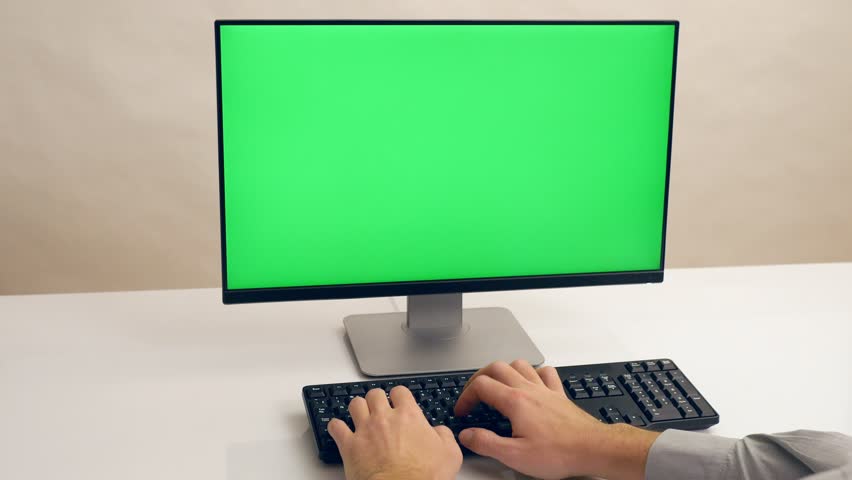 Hands Typing Keyboard. Green Screen PC. Ultra HD, 4K Stock Footage ...
