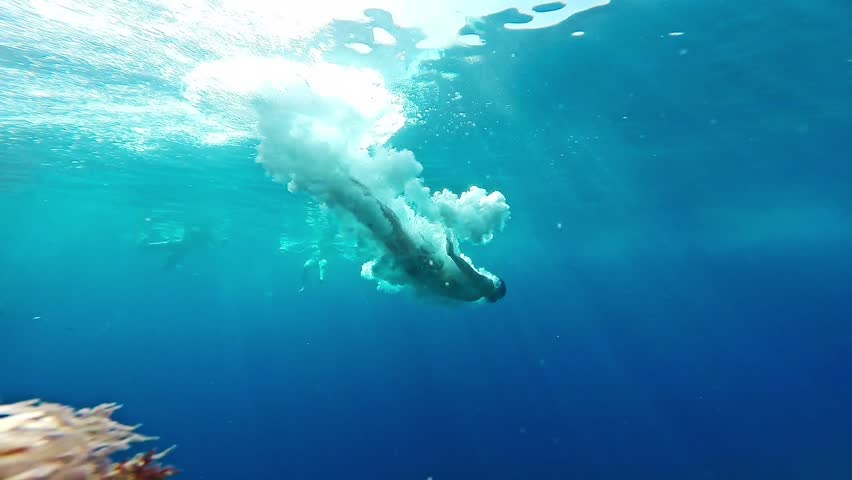 Freedom Vacation Fun Splash Water Diver Active Muscular Fit Adventure ...