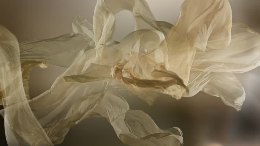 FEW SHOTS! Fabrics Flowing In The Air On Beautiful Background. Slow ...