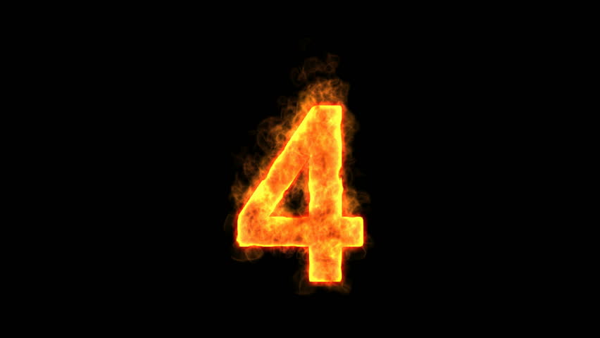 Burning Numbers 4,fire On Black Background. Stock Footage Video 4128133 ...